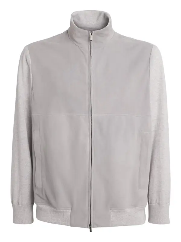 Paul & Shark Aqua Suede Bomber Jacket - Grey