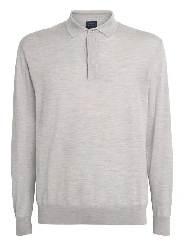 Paul & Shark Cashmere-silk Suede-trim Polo Shirt - Grey