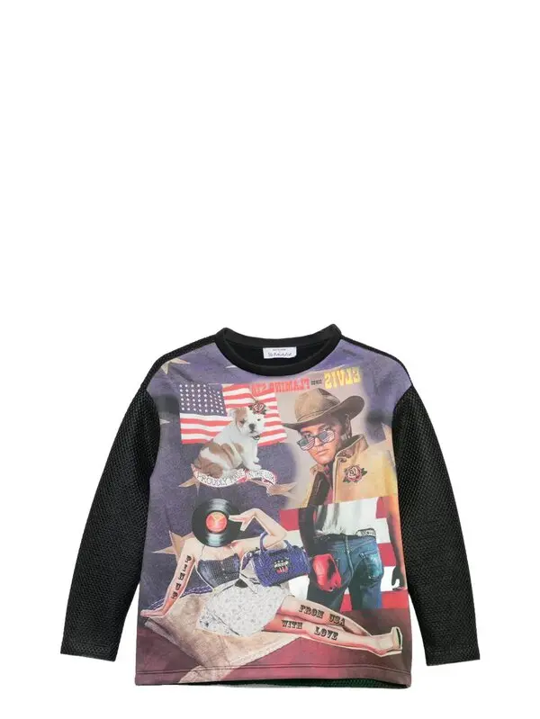 The Artistylist Graphic-print Mesh-panel Sweatshirt - Black