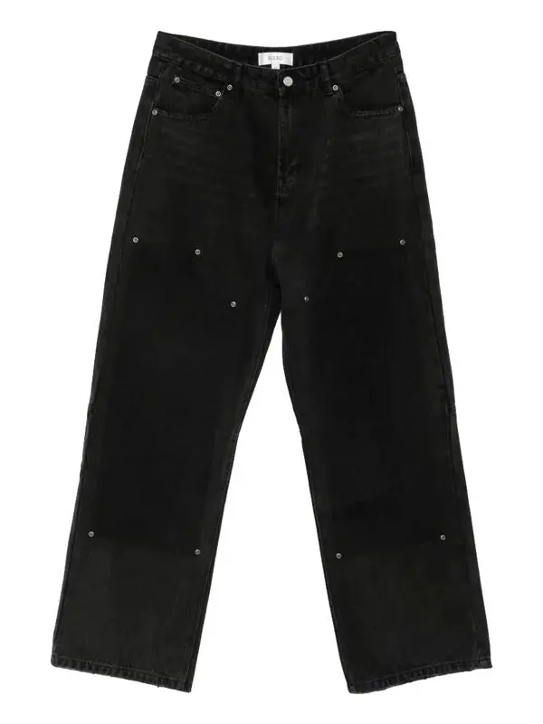 FOUND Rivet Embellished Wide-leg Jeans - Black