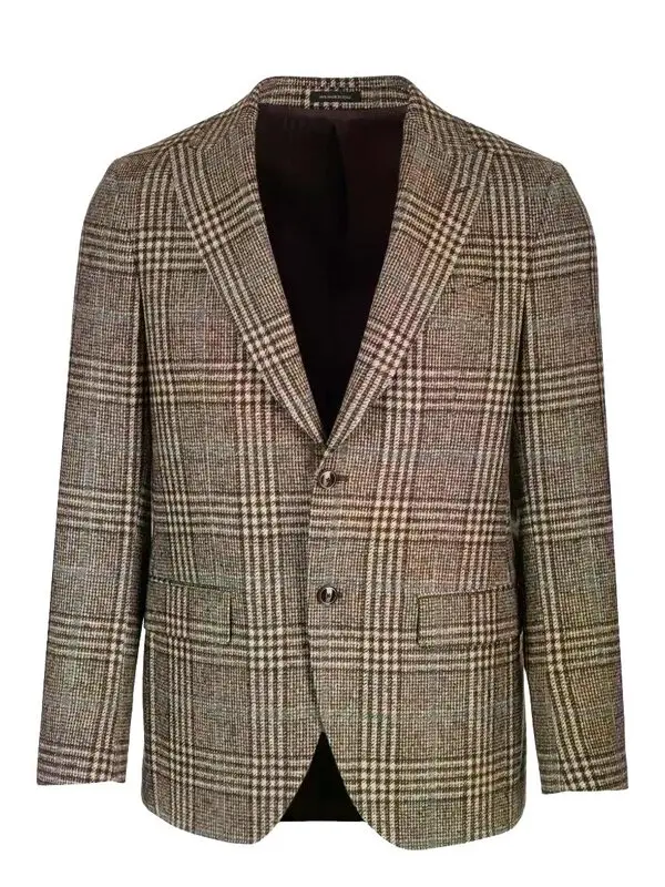 Al Duca D'aosta Prince Of Wales Check Single-breasted Jacket - Brown