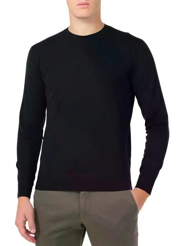 AL DUCA D’AOSTA 1902 Blue Virgin Wool Crew Neck Sweater - Black