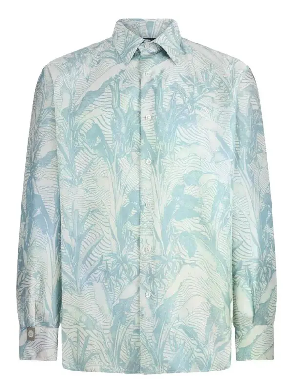 BILLIONAIRE Printed Silk Shirt - Blue