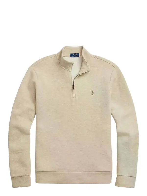 Polo Ralph Lauren Quarter-zip Embroidered-logo Sweater - Neutrals