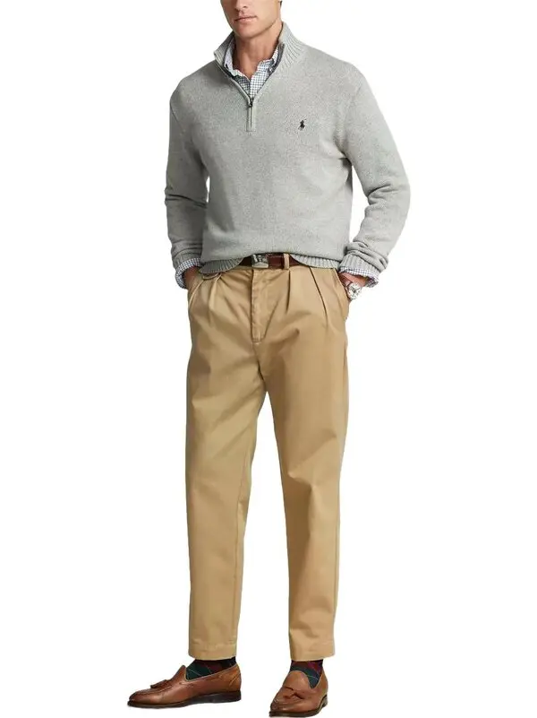 Polo Ralph Lauren Pony-embroidered Quarter-zip Sweater - Grey