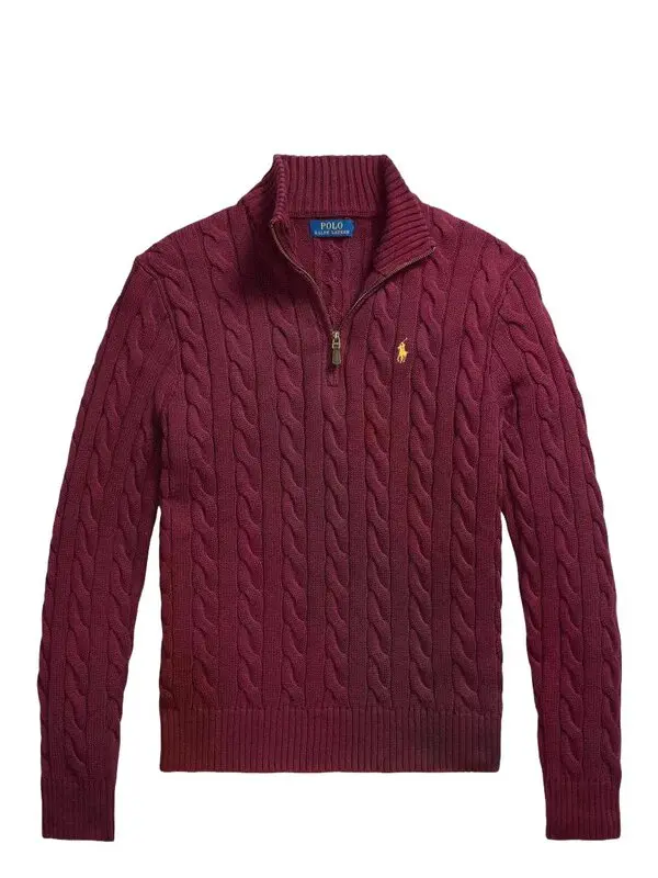 Polo Ralph Lauren Cable-knit Quarter-zip Sweater - Red