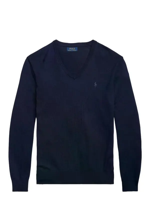 Polo Ralph Lauren Logo-embroidered V-neck Sweater - Blue