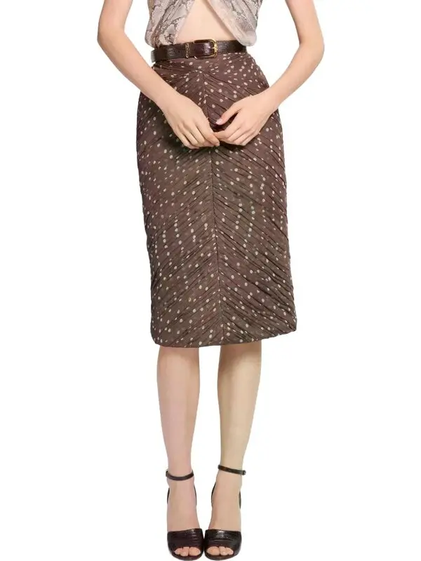 Elie Saab Polka-dot Draped Midi Skirt - Brown