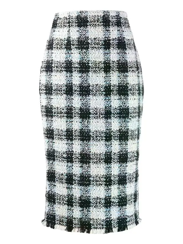 Alexander McQueen Plaid Tweed Knee-length Skirt - Black