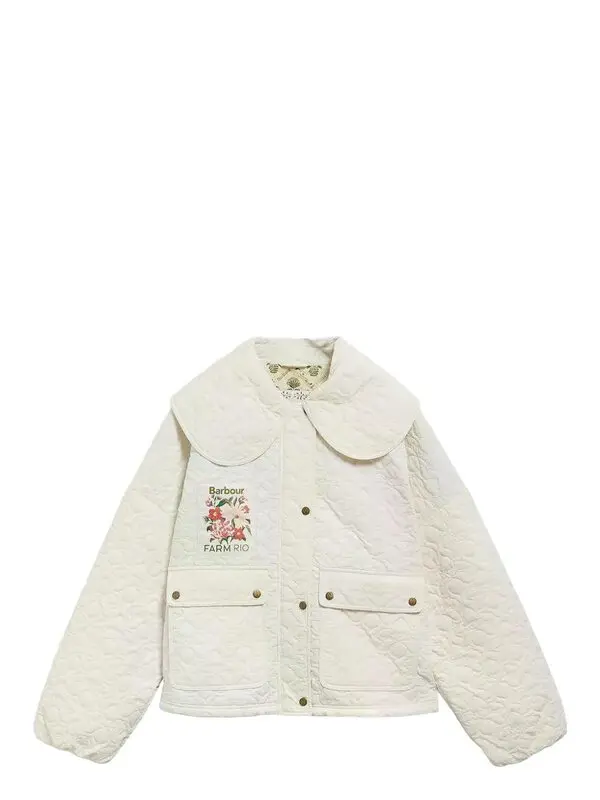 Barbour X Farm Rio Quilted Jacket With Floral Embroidery - Neutrals