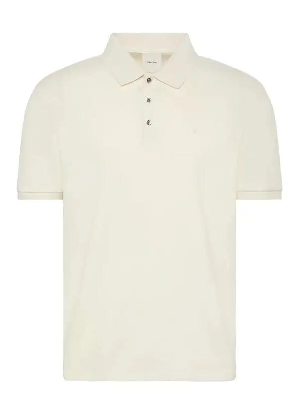 Calvin Klein Logo-embroidered Short-sleeve Polo Shirt - Neutrals