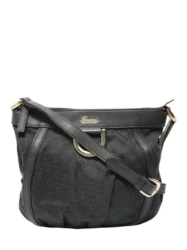Gucci 2000s Abbey Gg Monogram Shoulder Bag - Black