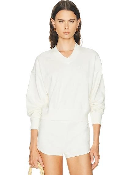 Eterne Cropped V Neck Sweatshirt - Bone