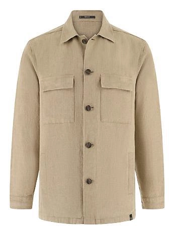 Boggi Milano Flap-pocket Washed Linen Overshirt - Beige