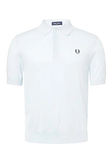 Fred Perry Short-sleeve Knitted Cotton Polo Shirt - Light Ice