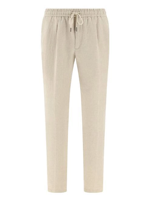 Boggi Milano Drawstring-waistband Tapered-leg Linen Trousers - Sand