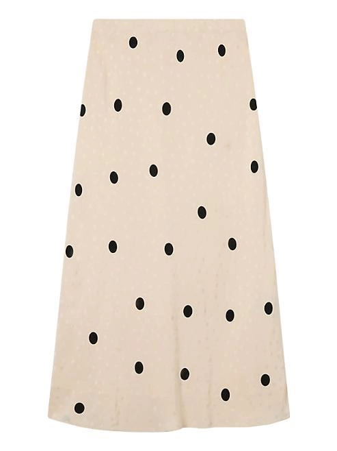 Whistles Polka-dot Jacquard Satin Midi Skirt - Multi-coloured