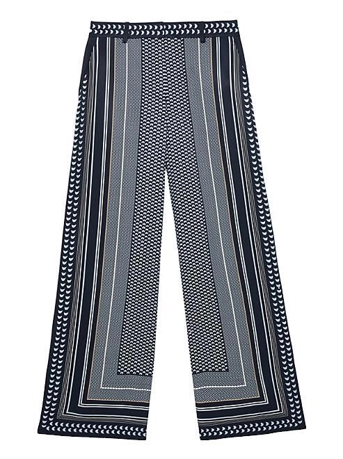 REISS Anna Scarf-print Woven Trousers - Navy