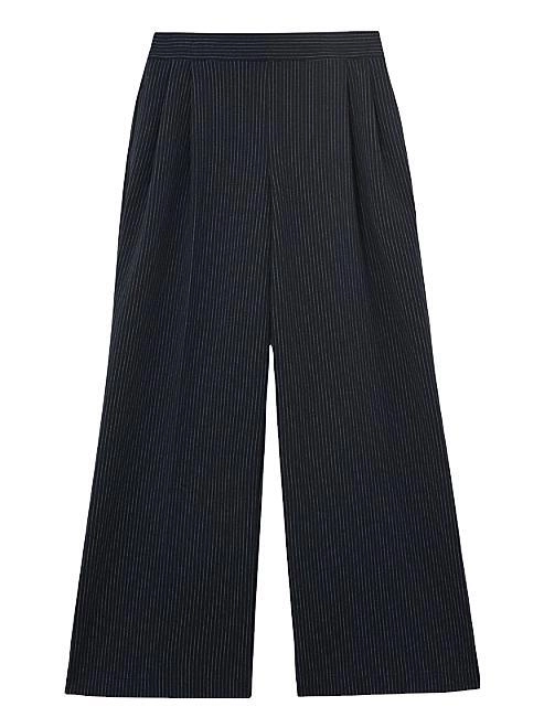 REISS Pinstriped Stretch-woven Wide-leg Jogging Bottoms - Navy
