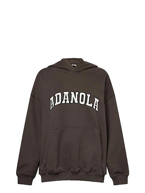 ADANOLA Varsity Oversized Cotton Hoodie - Coffee Bean