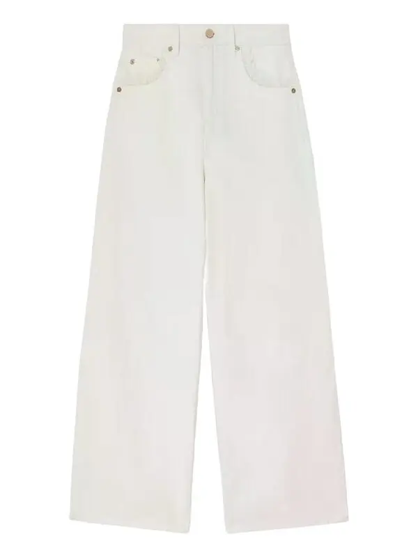 GANNI Lace-trimmed Straight-leg Jeans - Neutrals