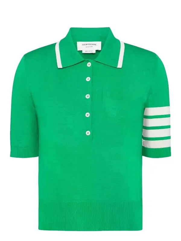Thom Browne Hector Intarsia Polo Top - Green