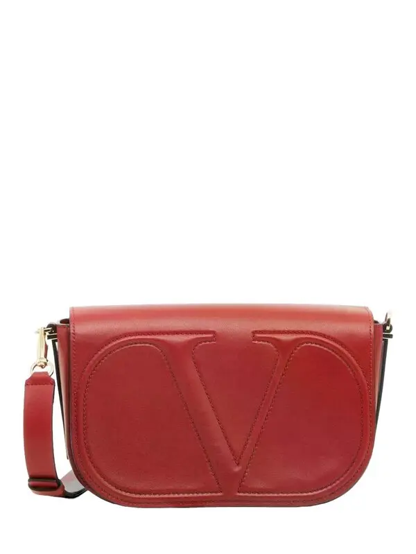 Valentino Garavani Vlogo Walk Calfskin Shoulder Bag - Red
