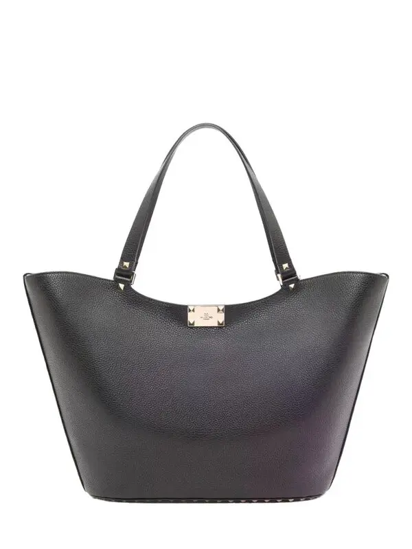 Valentino Garavani Rockstud Grainy Calfskin Shopping Bag - Black