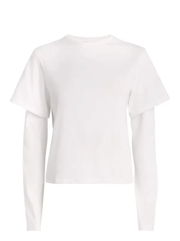 Still Here 2tee" Layered Organic Cotton T-shirt - White