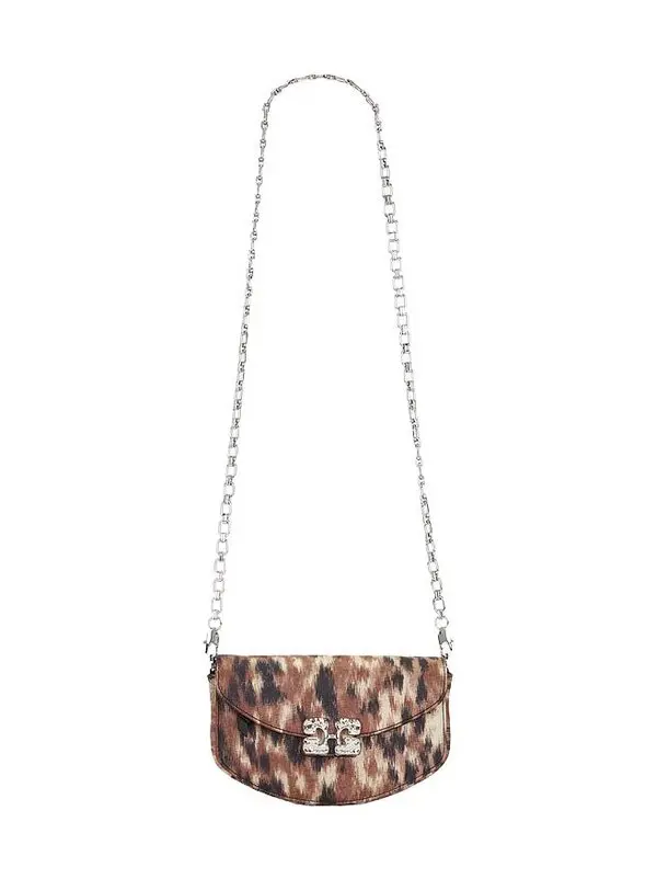 GANNI Lulu Wallet On Chain Taffeta Bag - Brown