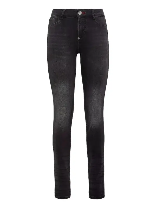 Philipp Plein Logo Plaque Skinny Denim Jeans - Black