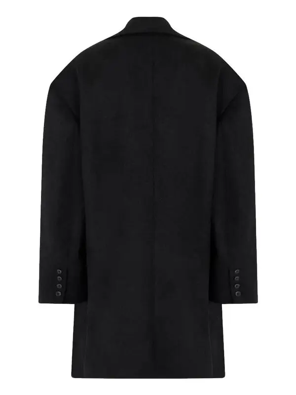 THE MANNEI Double-breasted Oversized Coat - Black