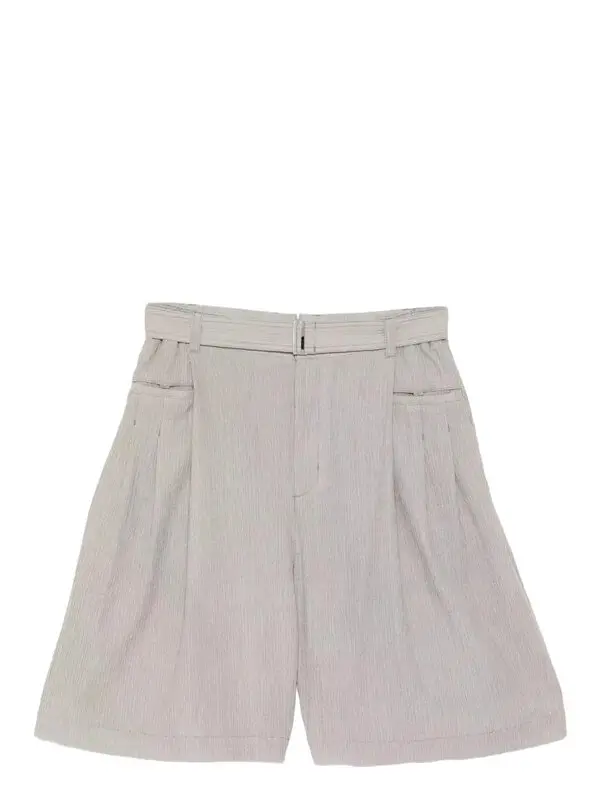 SONGZIO Pleated Belted Shorts - Neutrals