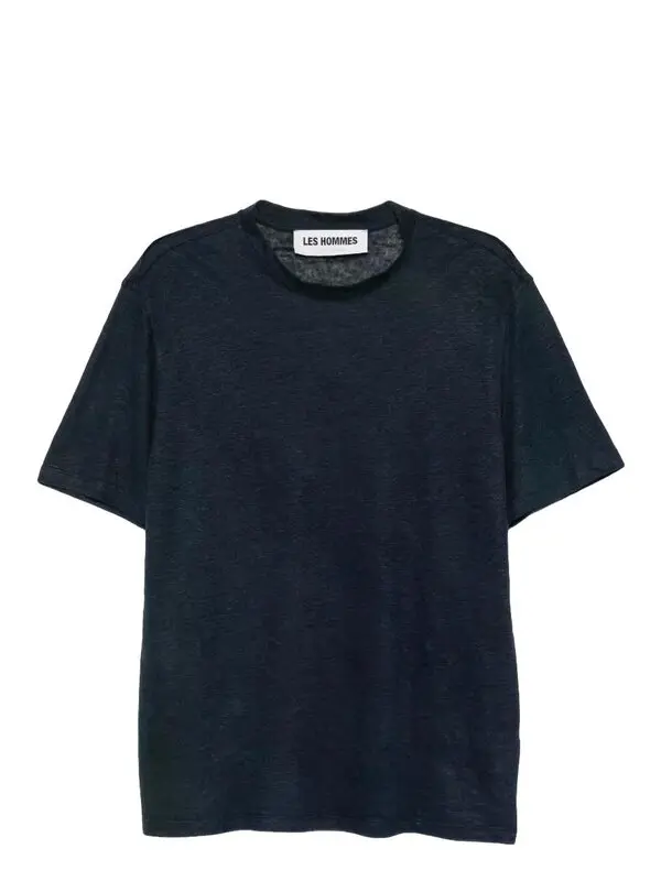 LES HOMMES Linen T-shirt - Blue
