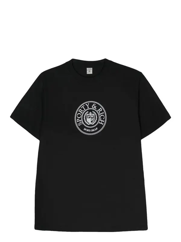 SPORTY & RICH Connecticut Crest Cotton T-shirt - Black