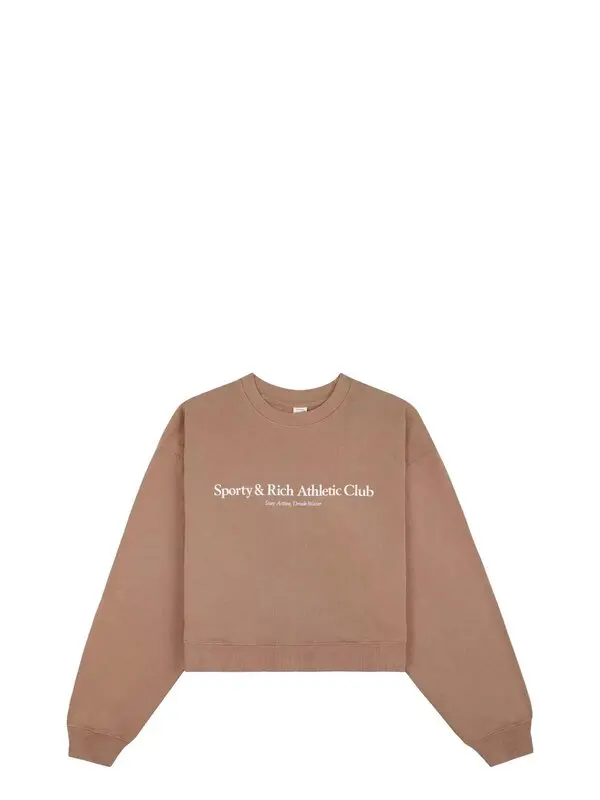 SPORTY & RICH Athletic Club Cropped Sweatshirt - Brown