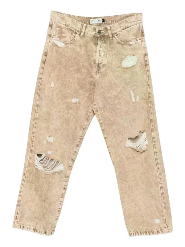 TRC Distressed Wide Leg Jeans - Neutrals
