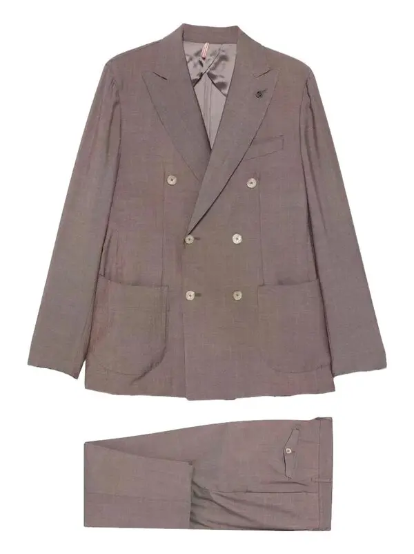 SANTANIELLO Double-breasted Peak-lapel Suit - Red
