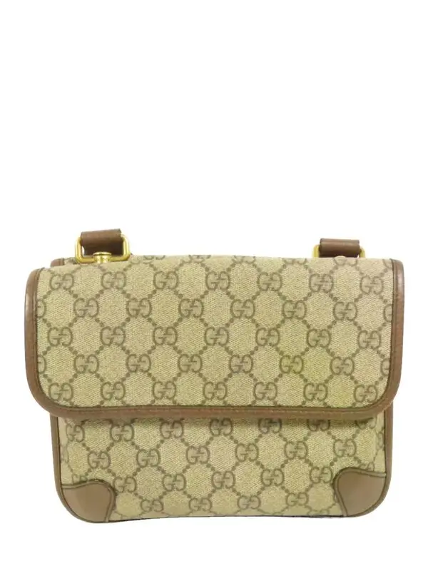 Gucci Gg Canvas Shoulder Bag With Tiger Head Plaque - Neutrals