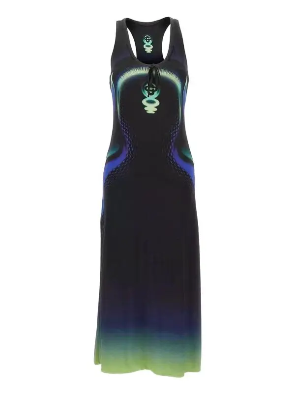Casablanca Orchid Slinky Midi Dress - Black