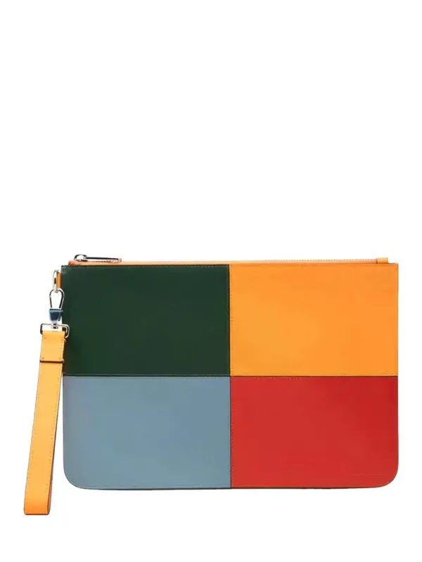 Burberry Color Block Leather Clutch Bag - Multicolour