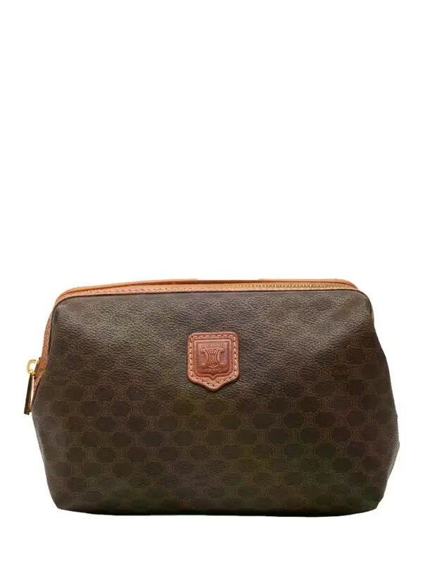 Celine Macadam Coated Canvas Pouch - Brown