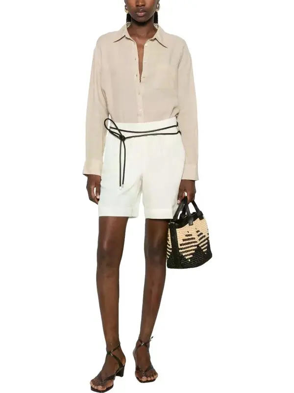 Gant Linen Button-up Shirt With Classic Collar And Chest Pocket - Neutrals