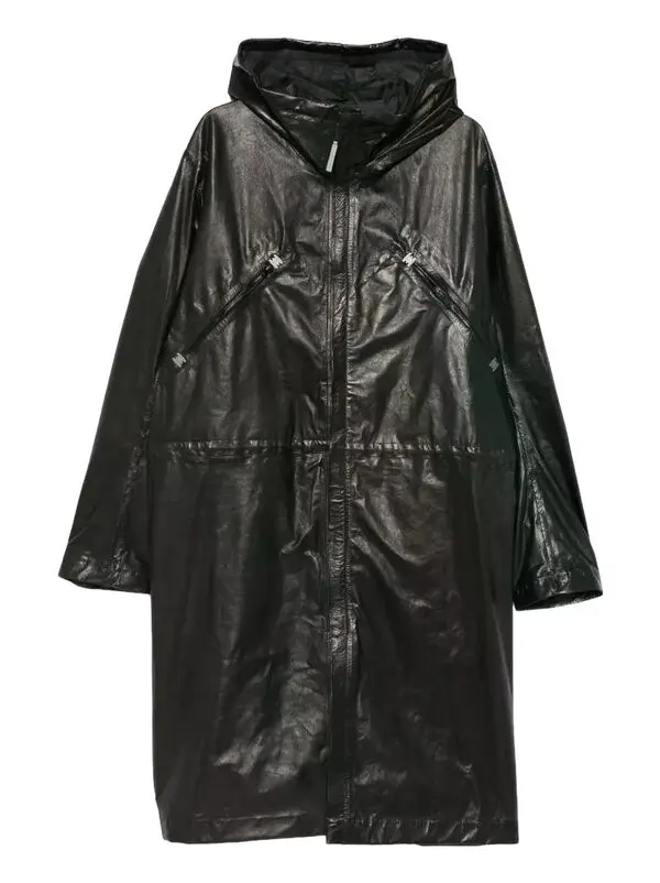 ISAAC SELLAM EXPERIENCE Hooded Leather Jacket - Black