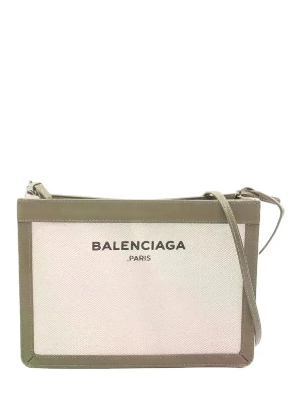Balenciaga Canvas And Leather Trim Crossbody Bag - Neutrals