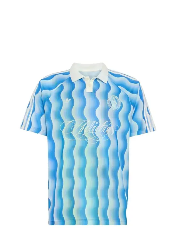 Adidas Wave Print Polo Shirt - Blue