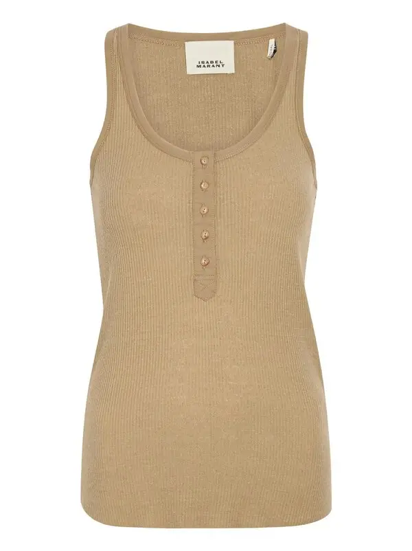 Isabel Marant Étoile Helma Ribbed Silk Tank Top - Bronze
