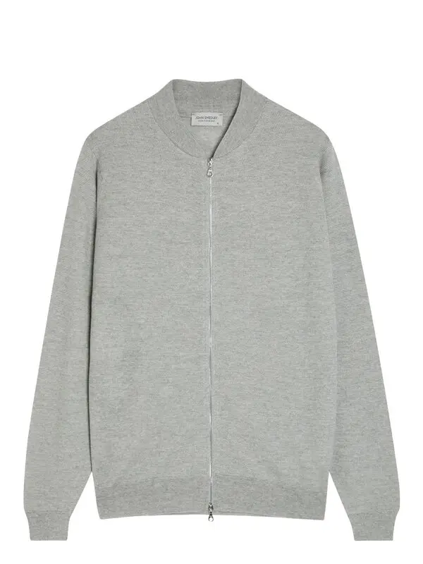 John Smedley Fine-knit Merino Wool Bomber Jacket - Grey