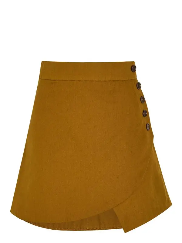SKIIM Asymmetrical Woven Mini Skirt - Light Brown