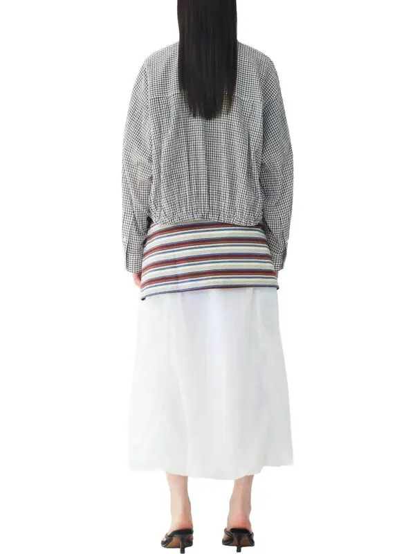 STUDIO TOMBOY Checkered Drawstring Shirt - White